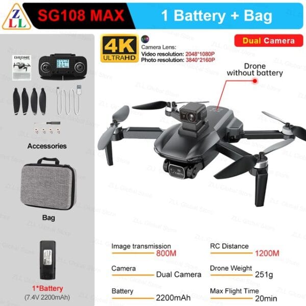 Flycam ZLL SG108 Max tập bay GPS rẻ 4K - cảm biến cảnh báo vật cản - Bh ...